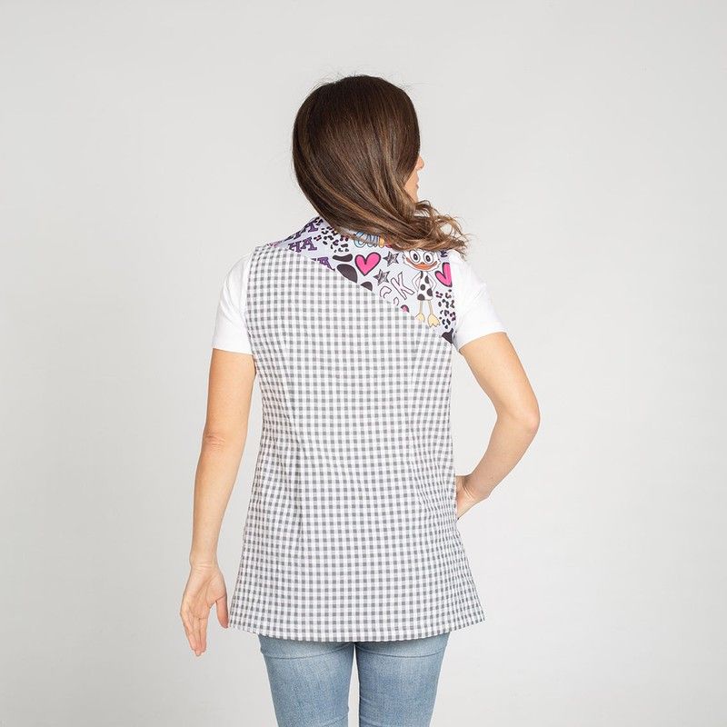 Bata de tirantes para profesora, color gris estampado duck, marca Garys ...