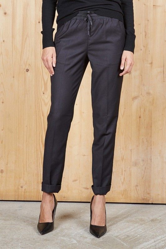 Pantalón de traje cómodo con cintura elástica para mujer, color negro o ...